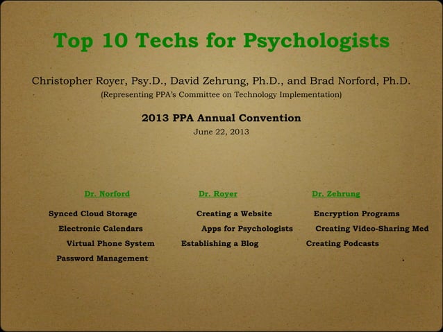 Essential Technologies for Psychologists | PPT