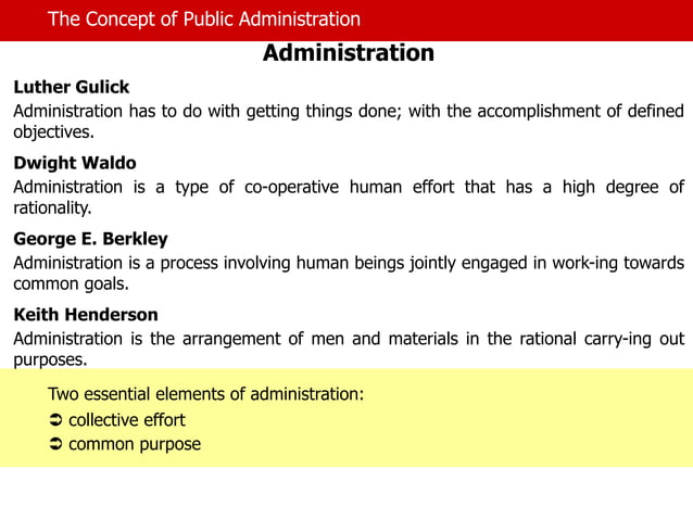 Definition & Concepts of Public Administration | PPT