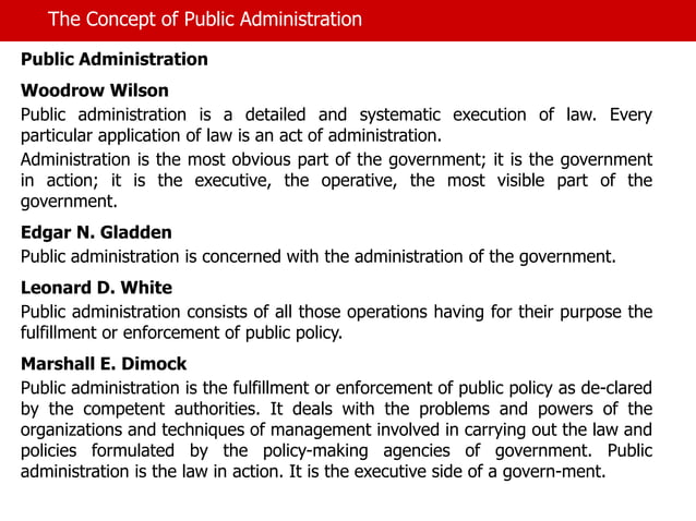 Definition & Concepts of Public Administration | PPT