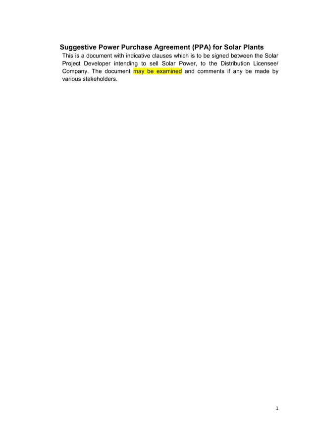 Ppa agreement draft | PDF