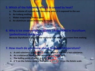 2º ESO PP ACTIVITIES HEAT | PPT | Chemistry | Science