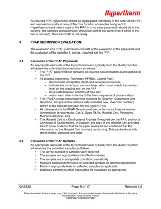 Ppap manual qa3525 3.0 | PDF