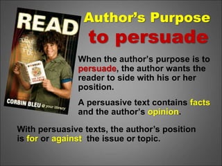 PP Author's Purpose.ppt | Fiction | Books and Literature