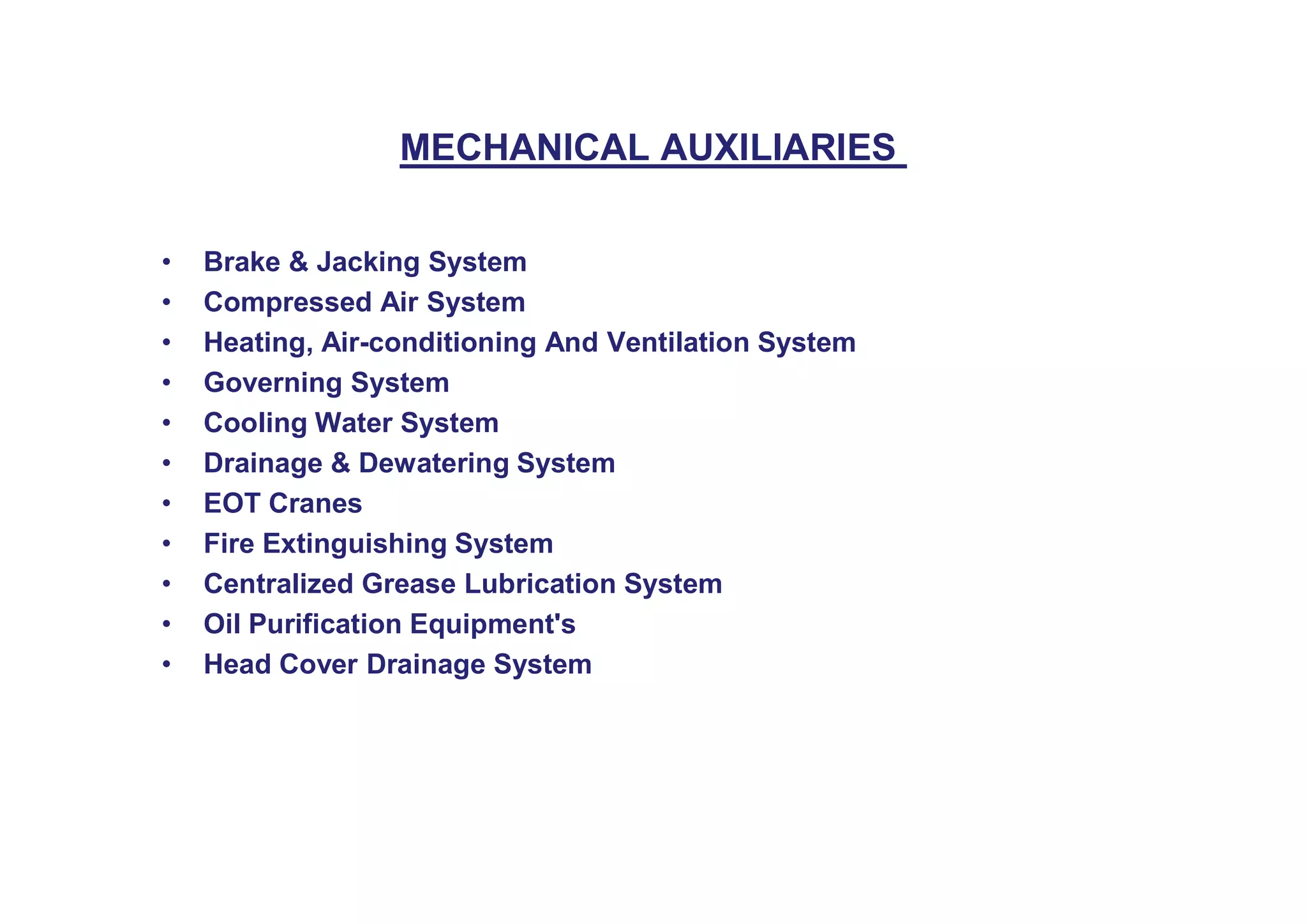 Hydro Power Plant Auxaleries | PDF