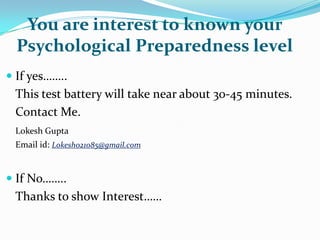 Psychological Preparedness Test Battery | PPTX