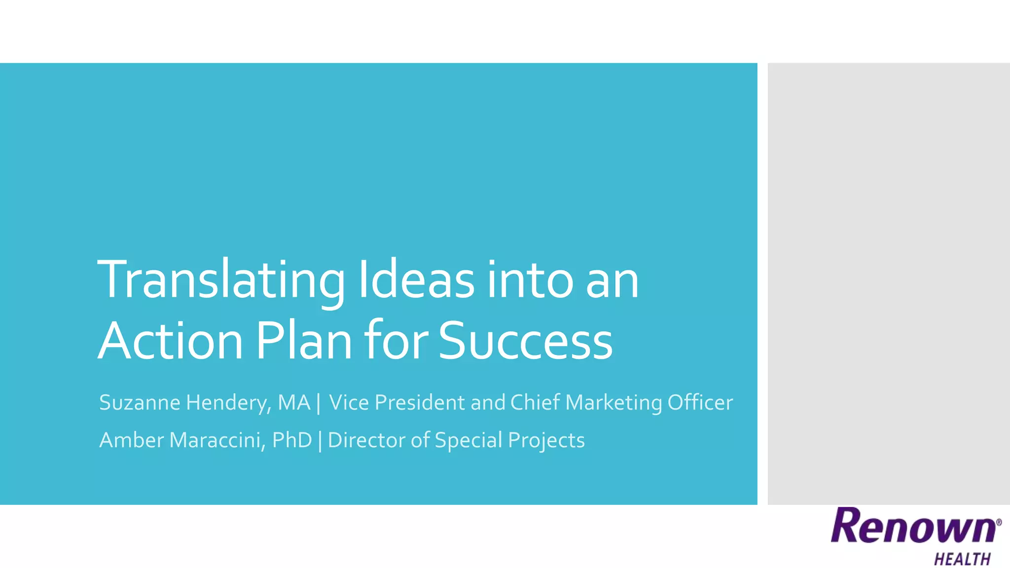 Translating Ideas into an Action Plan for Success | PPTX