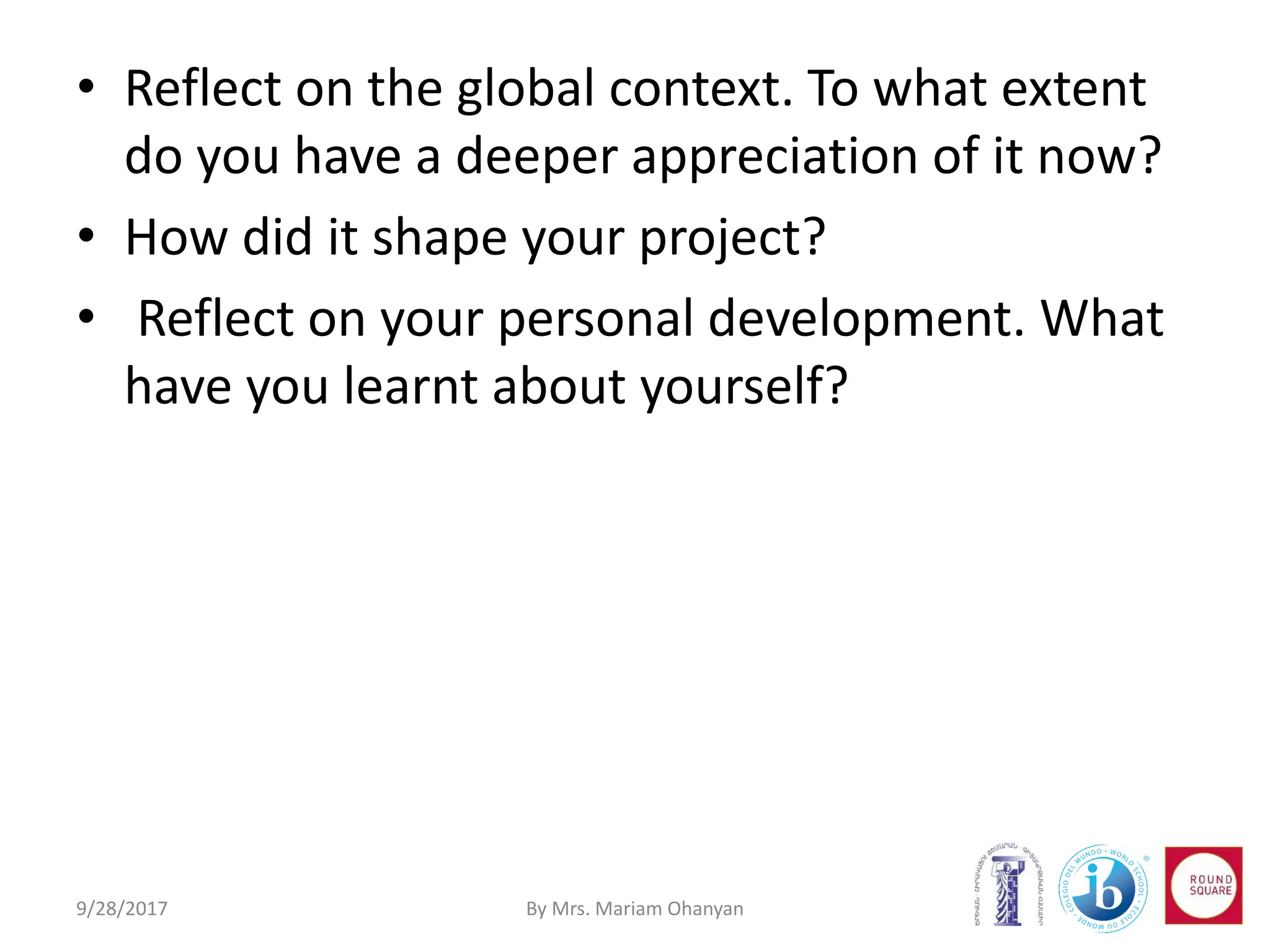 Personal Project Guide by Mrs. Mariam Ohanyan | PPT