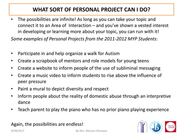 Personal Project Guide by Mrs. Mariam Ohanyan | PPT