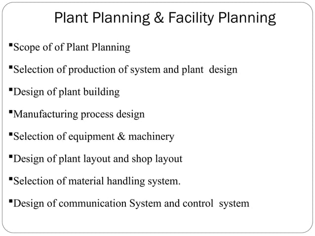 planning of the manufacturing process unit | PPT