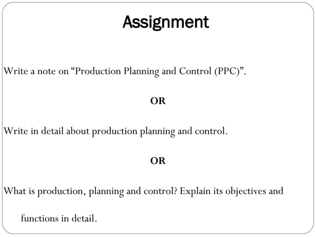 planning of the manufacturing process unit | PPT