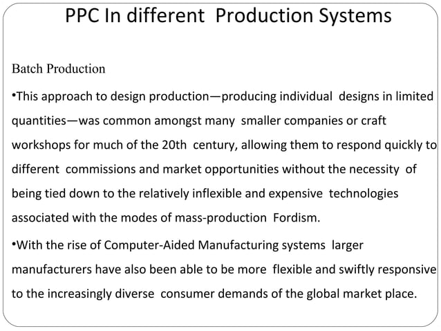 PPC | PPT | Manufacturing Industry | Industries