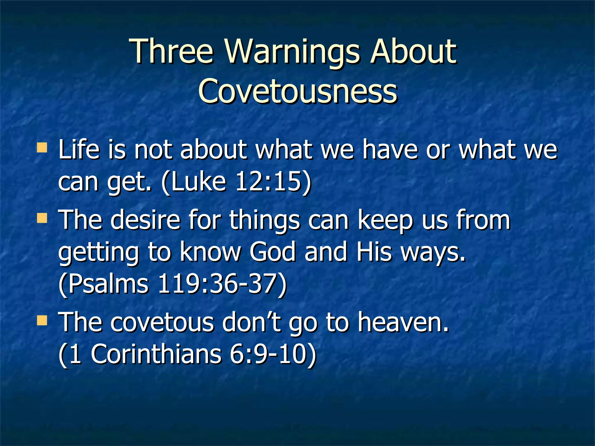 Five pictures of covetousness | PPT