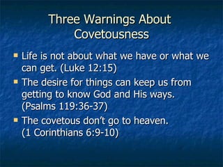 Five pictures of covetousness | PPT