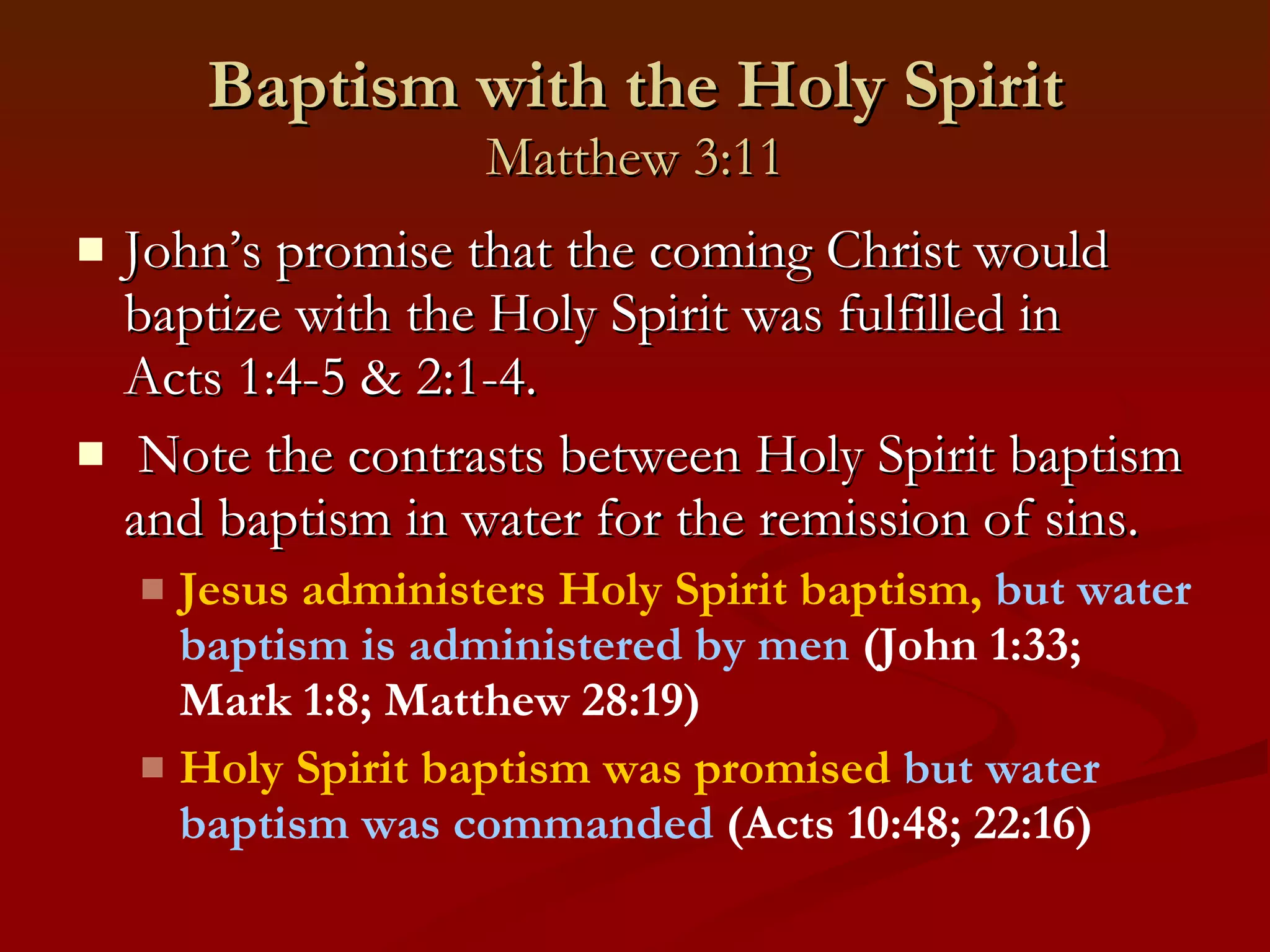 Baptism of Holy Spirit and of Fire | PPT