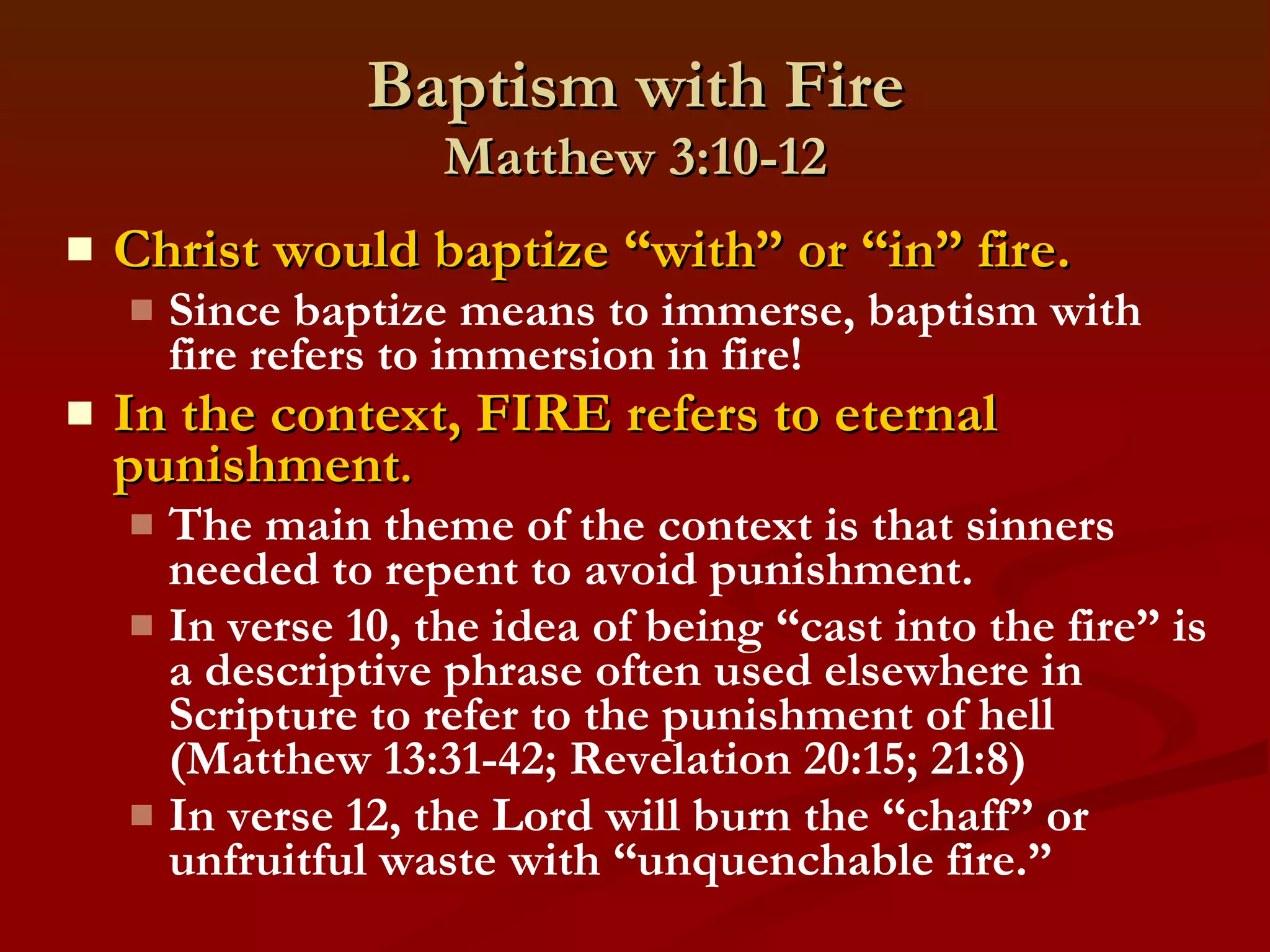 Baptism of Holy Spirit and of Fire | PPT