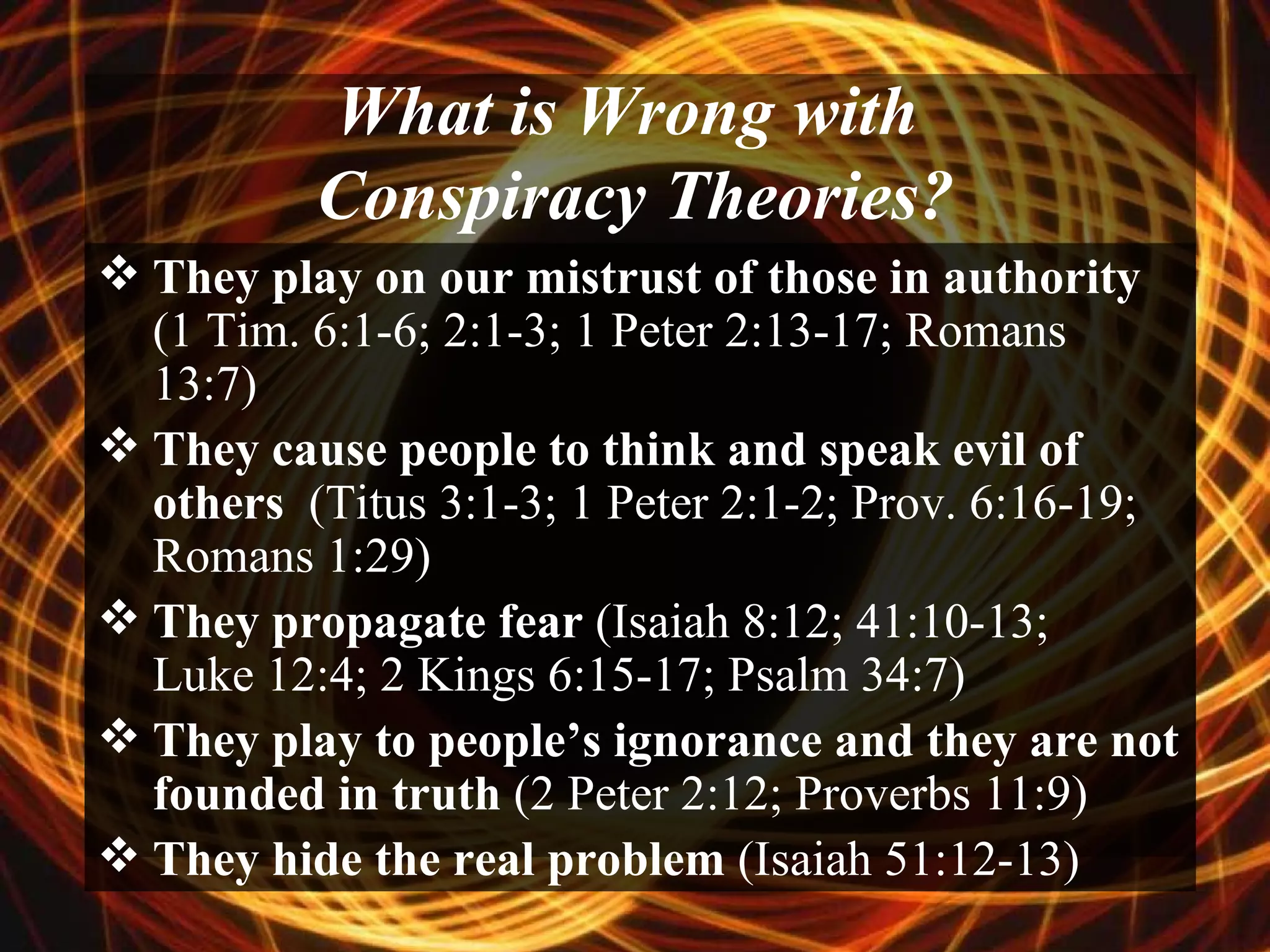 Conspiracy Theories and the Christian | PPT