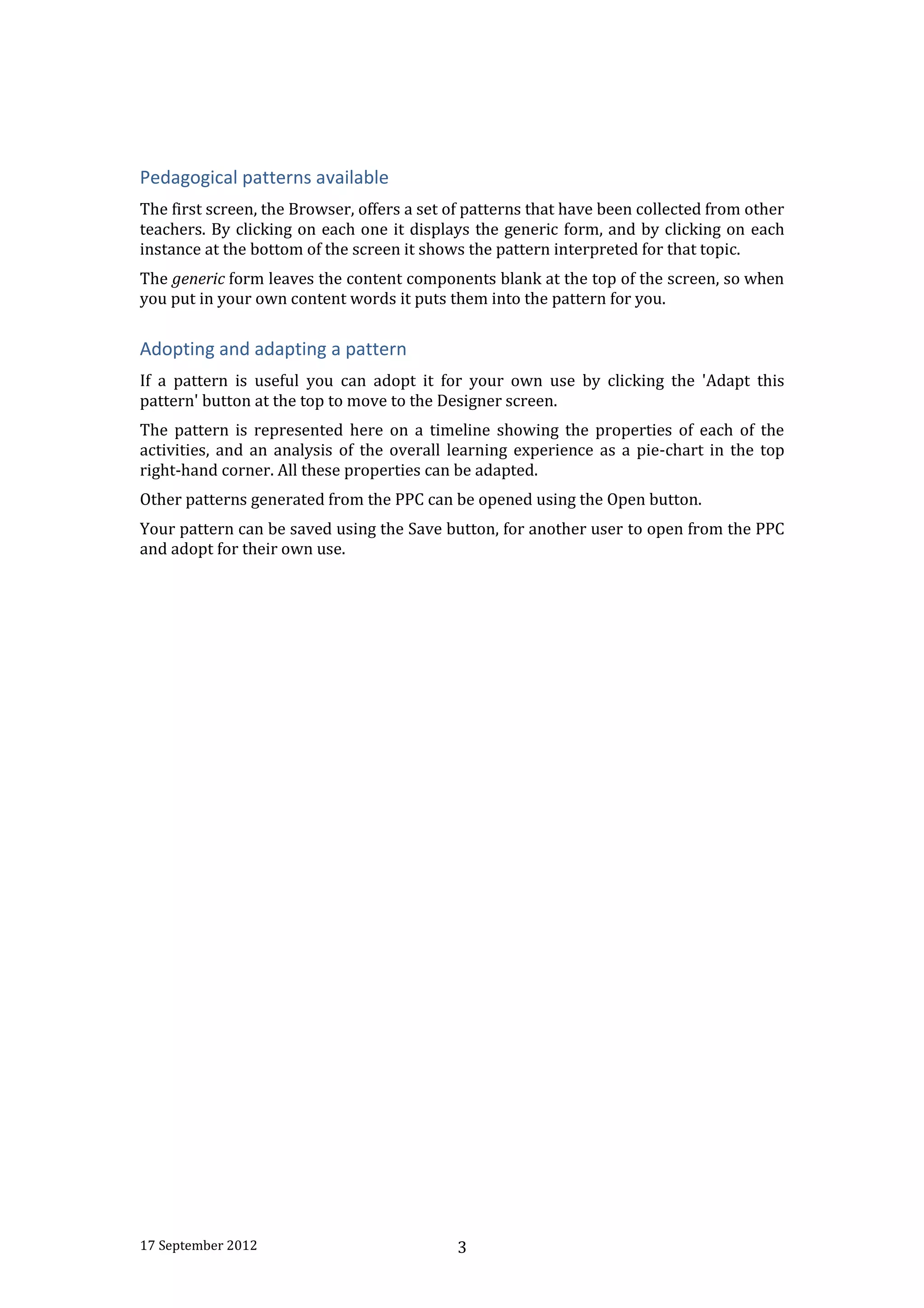 The Pedagogical Patterns Collector User Guide | DOCX