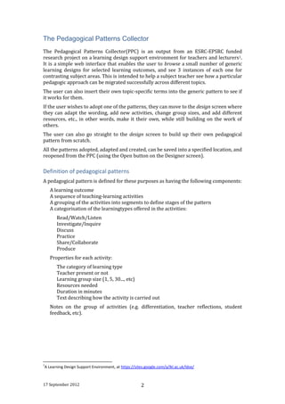 The Pedagogical Patterns Collector User Guide | DOCX