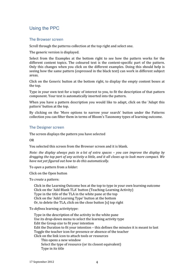 The Pedagogical Patterns Collector User Guide | DOCX