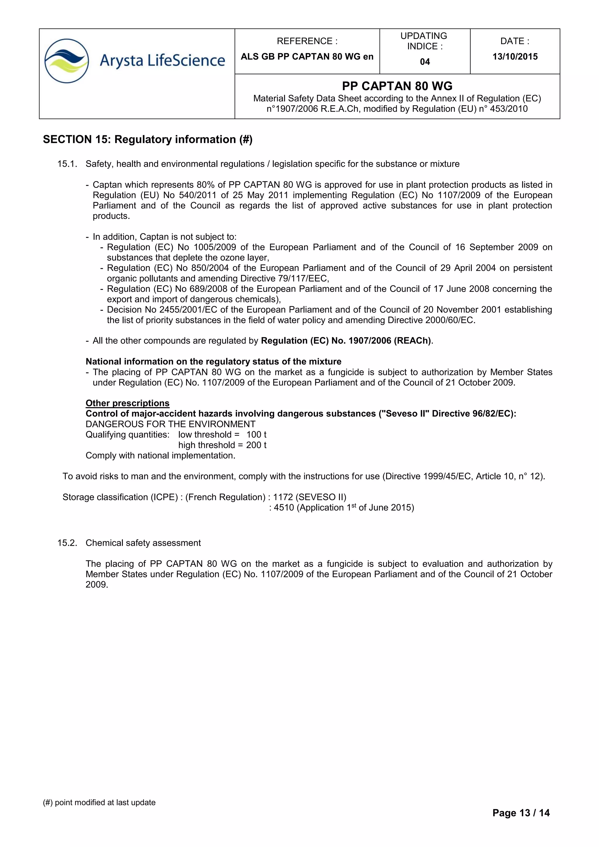Pp captan 80 wg msds | PDF