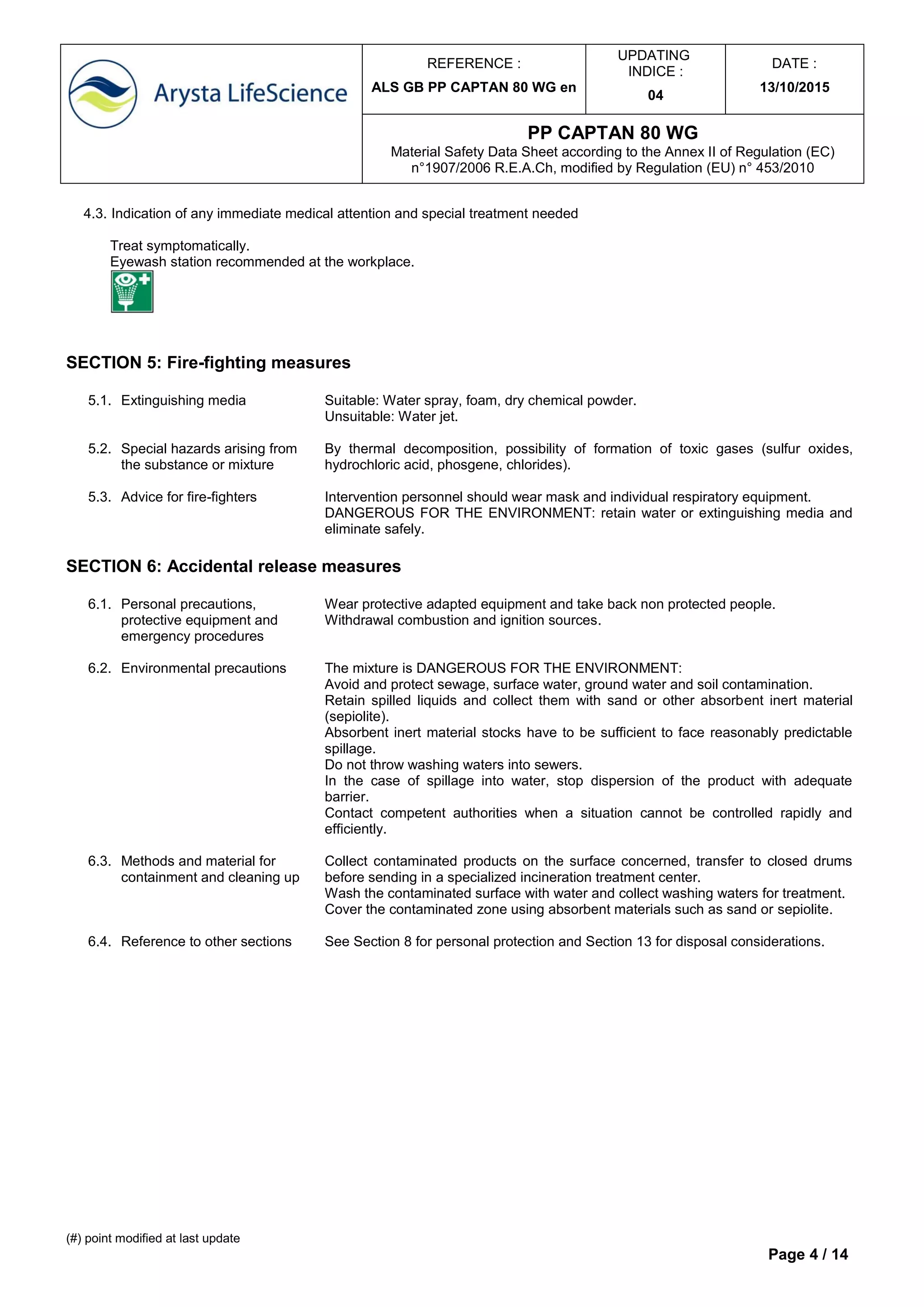 Pp captan 80 wg msds | PDF