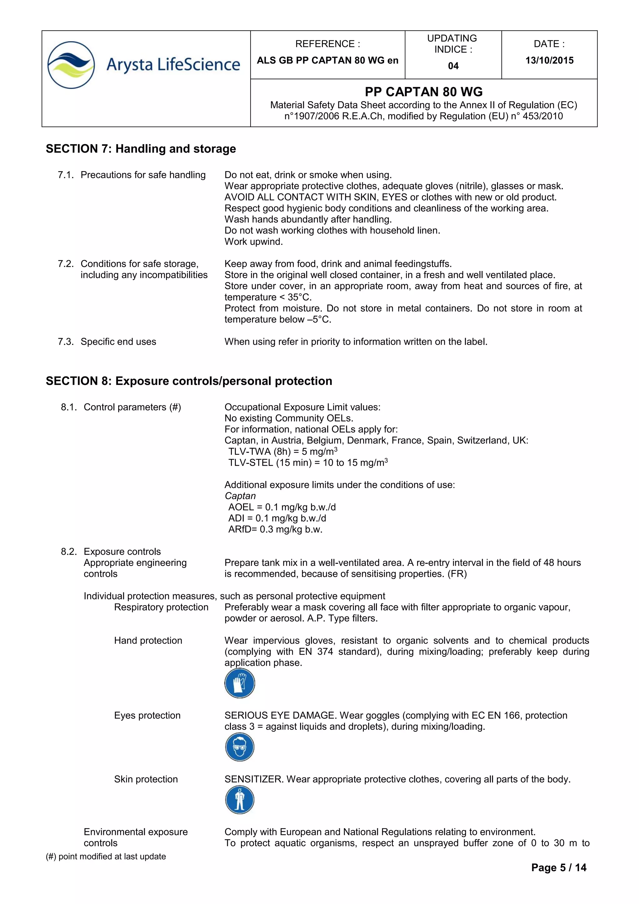 Pp captan 80 wg msds | PDF