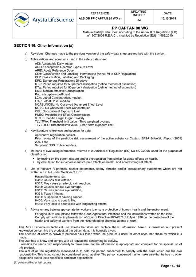 Pp captan 80 wg msds | PDF