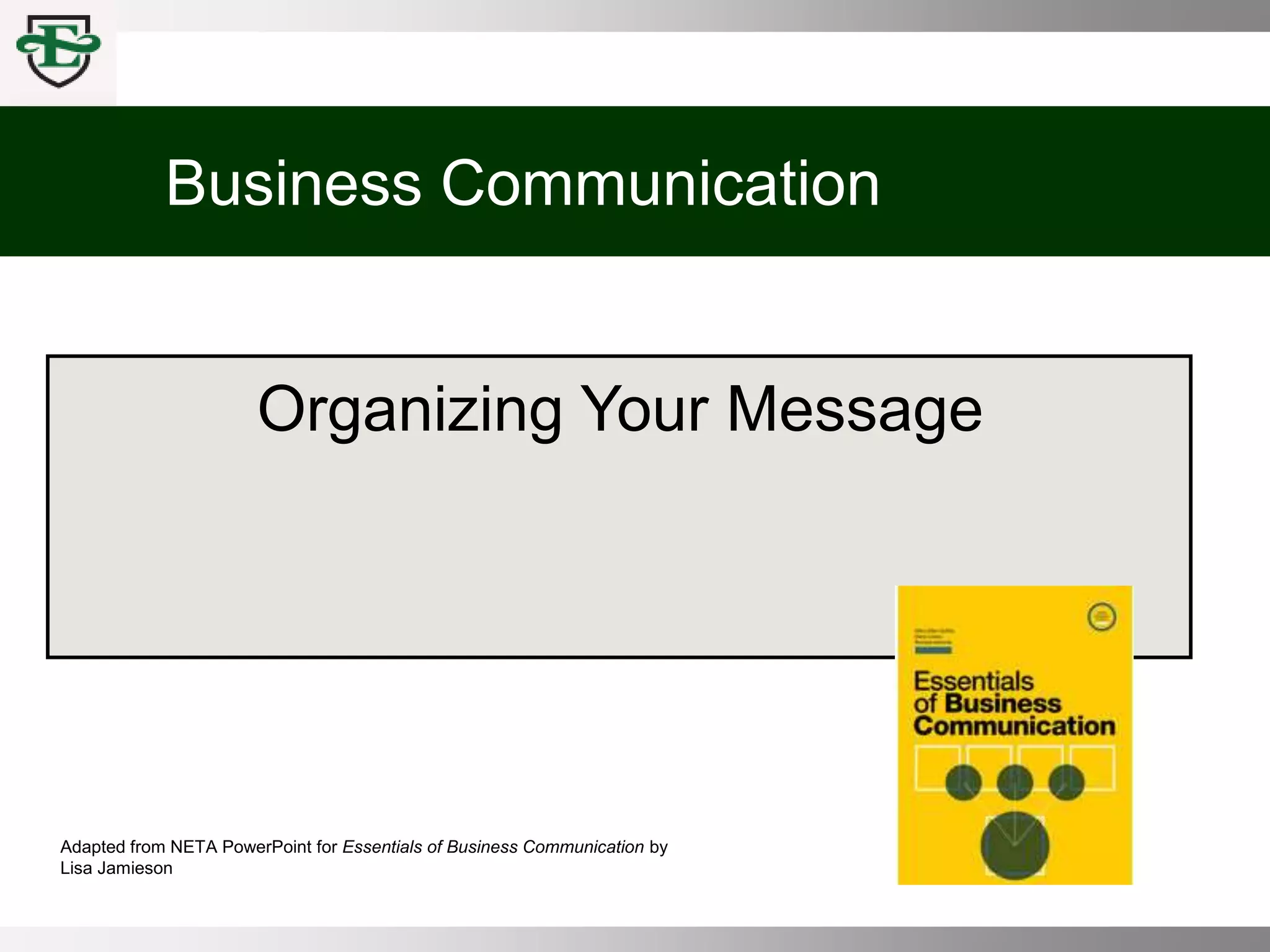 COMM 100 Chpt 3 Organizing Your Message | PPT