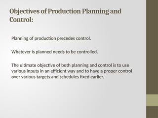 introduction TO PRODUCTION PLANNING AND CONTROL | PPTX