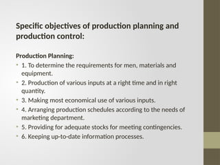 introduction TO PRODUCTION PLANNING AND CONTROL | PPTX
