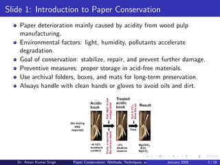 Paper Conservation: Methods, Techniques, and Treatments Dr. Aman Kumar ...
