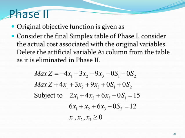 Two Phase Method- Linear Programming | PPTX