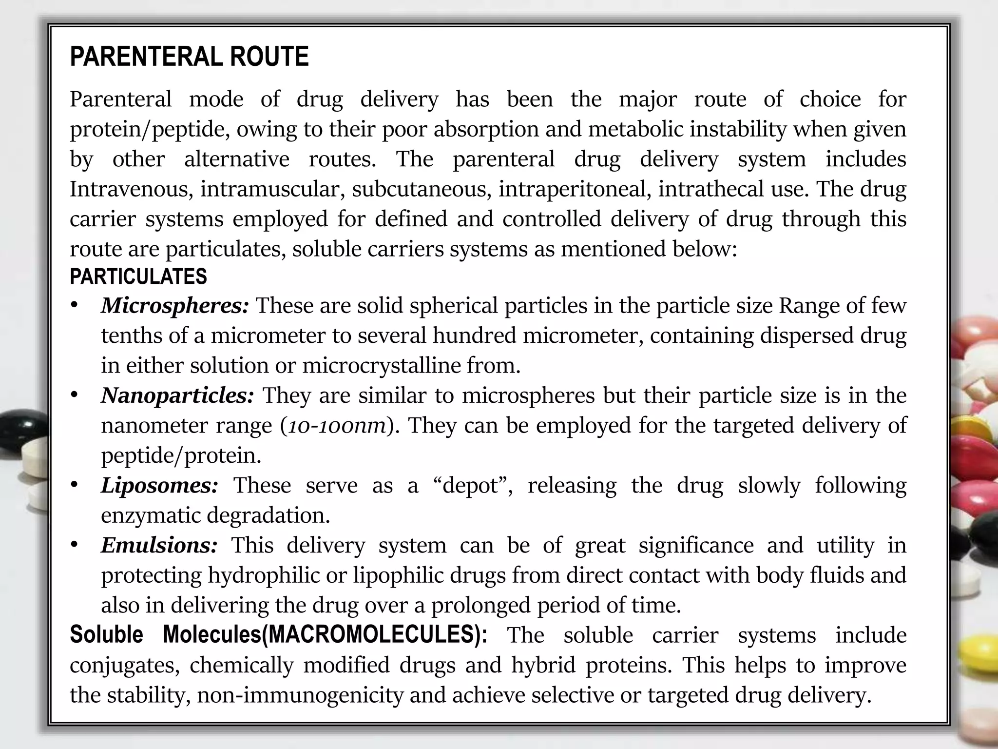 Protein And Peptide Drug Delivery System | PPTX