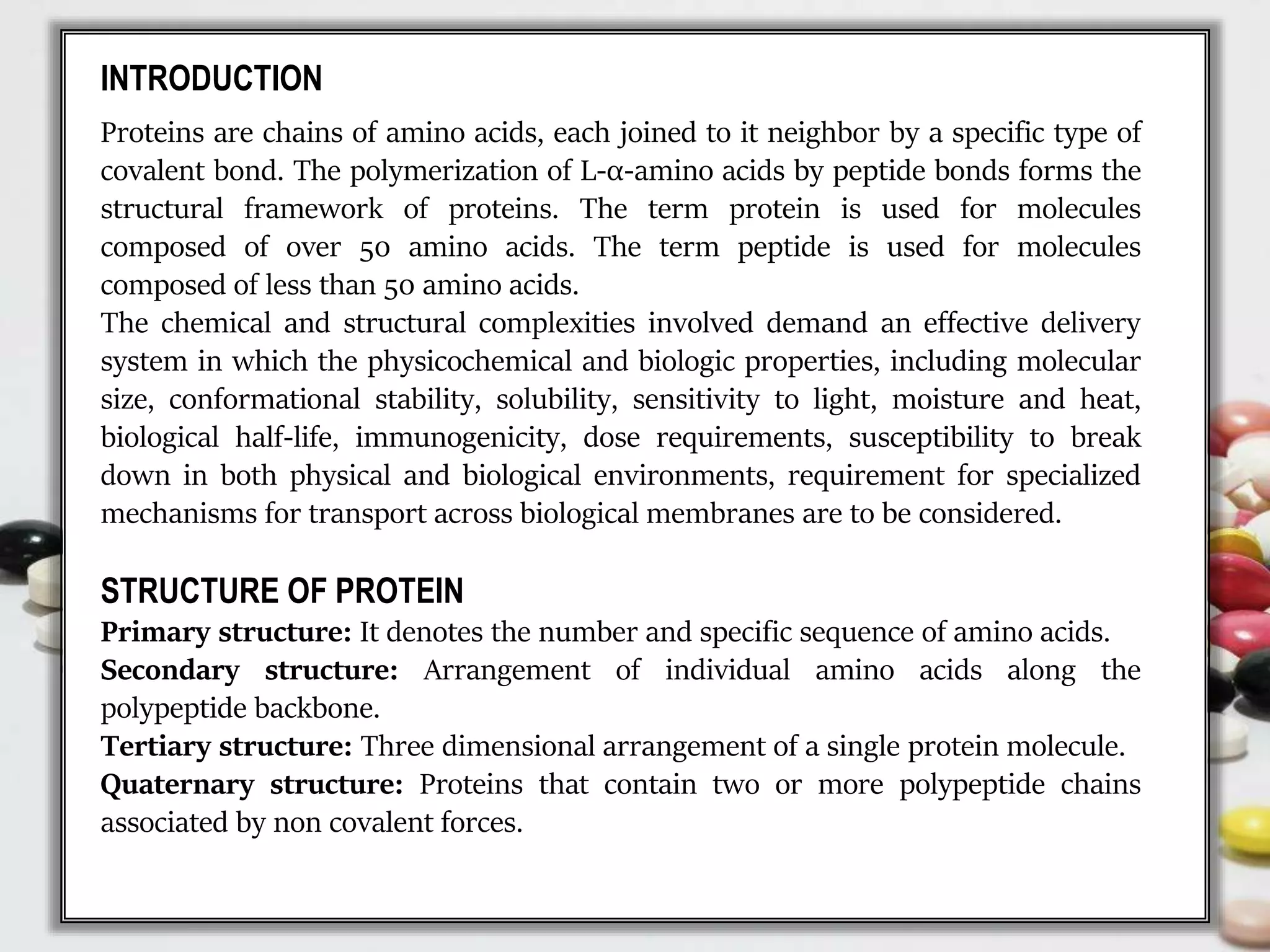 Protein And Peptide Drug Delivery System | PPTX