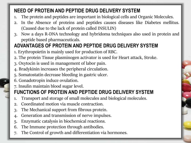Protein And Peptide Drug Delivery System | PPTX