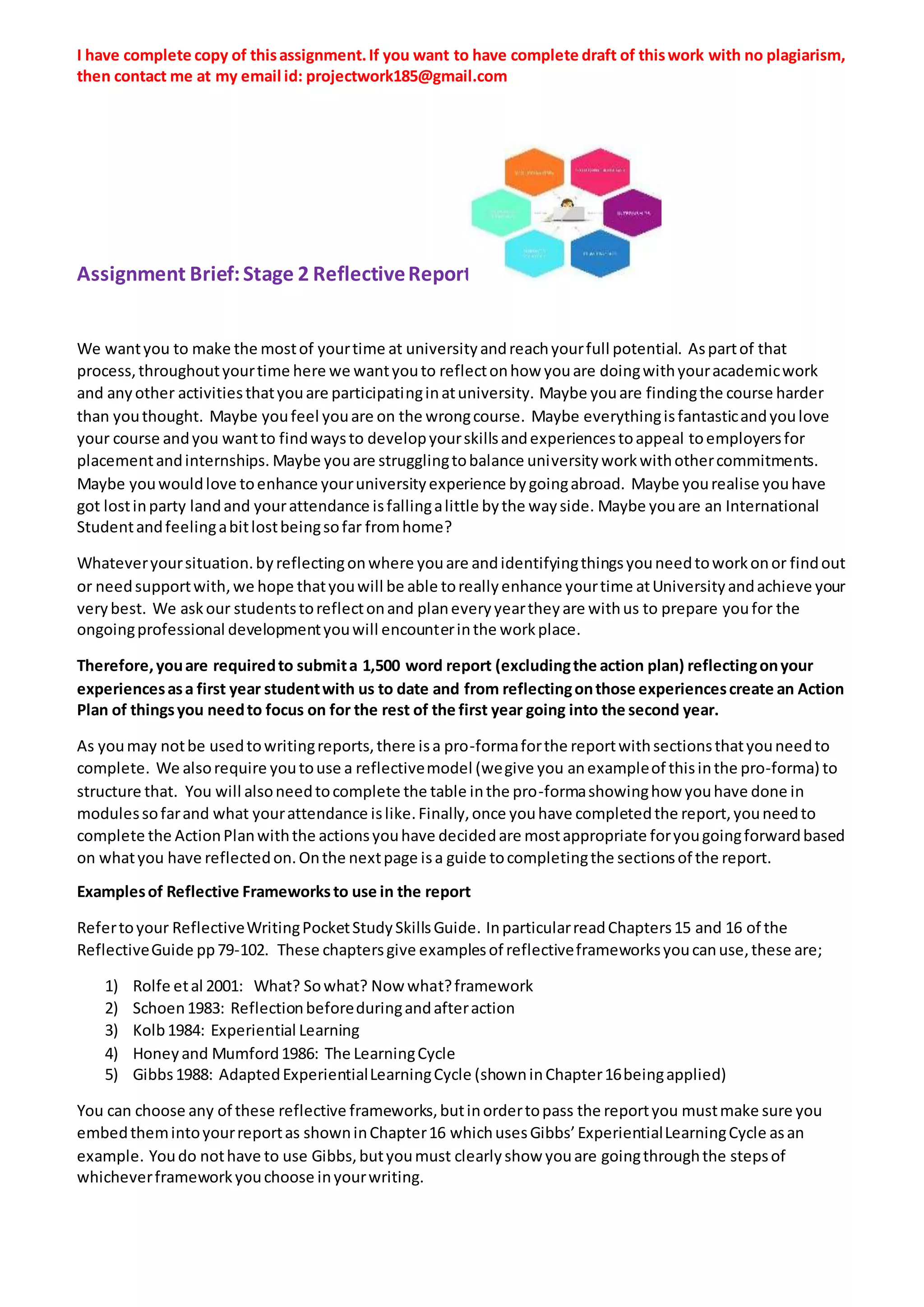 Assignment Brief: Stage 2 Reflective Report | PDF