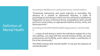 Ppda lecture 5 understanding mental health slideshare version | PPTX