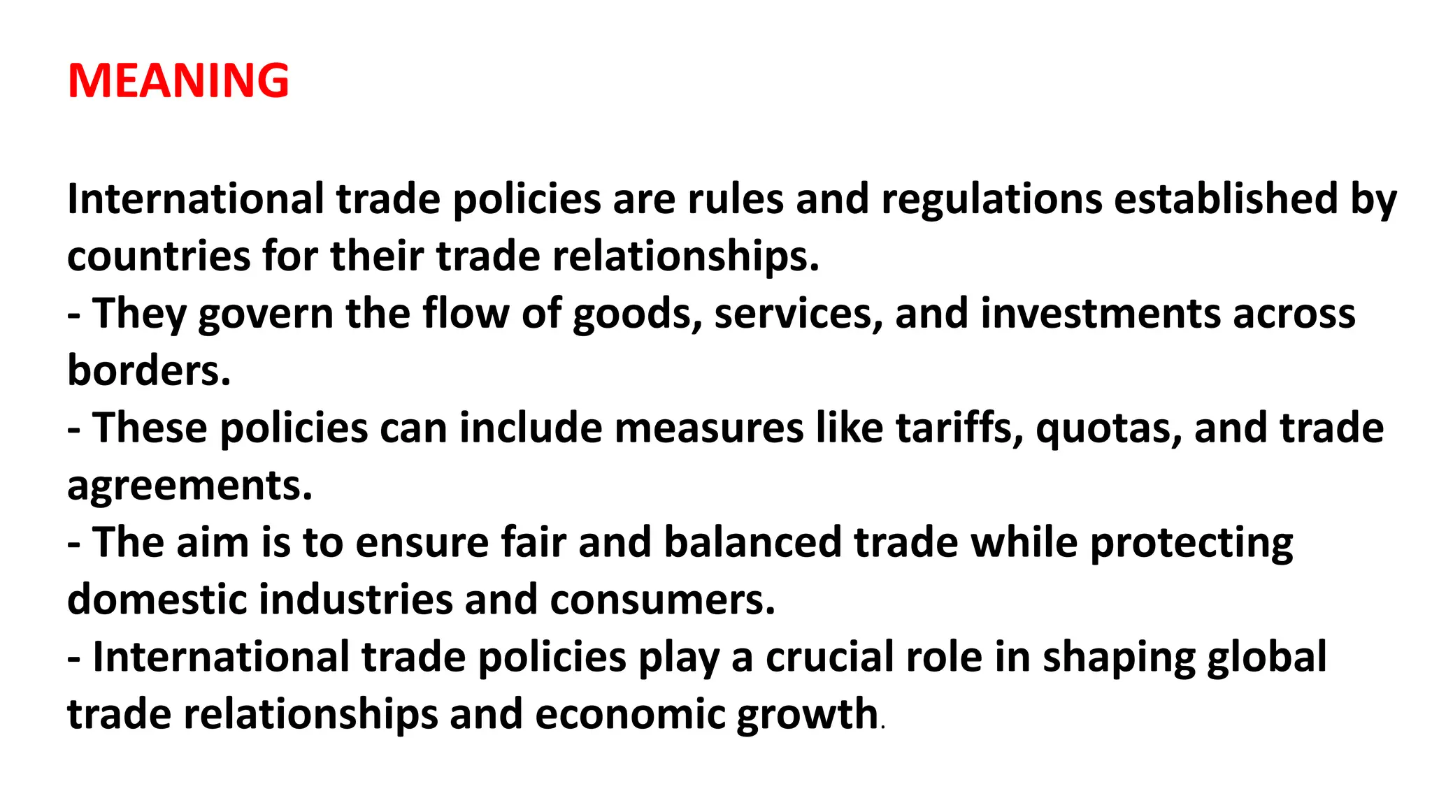 PUBLICPOLICY AND DEVELOPMENT PPT ON TOPIC INTERNATIONAL TRADE MEANING ...