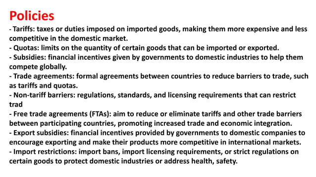 PUBLICPOLICY AND DEVELOPMENT PPT ON TOPIC INTERNATIONAL TRADE MEANING ...