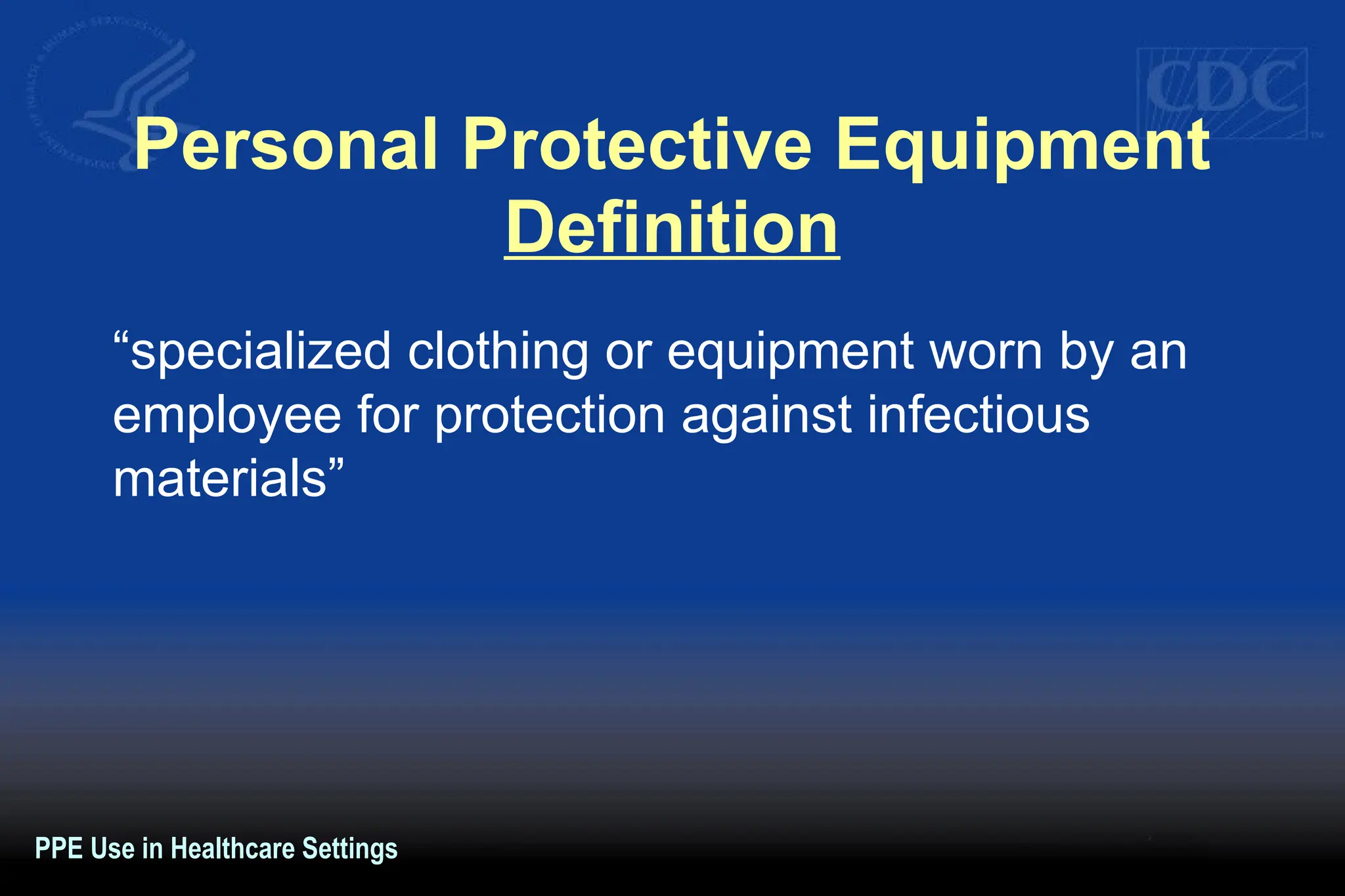 PPE.ppt personal protective equipment for In health setting | PPT