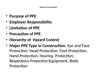 Personal Protective Equipment in Construction Sector | PPTX