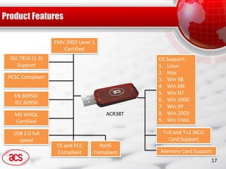 ACR38 product presentation by Advanced Card Systems Ltd. | PDF | Operating Systems | Computer ...