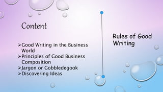 Rules of good writing in business world. power point presentation ...
