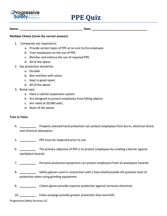 PPE quiz question | PDF