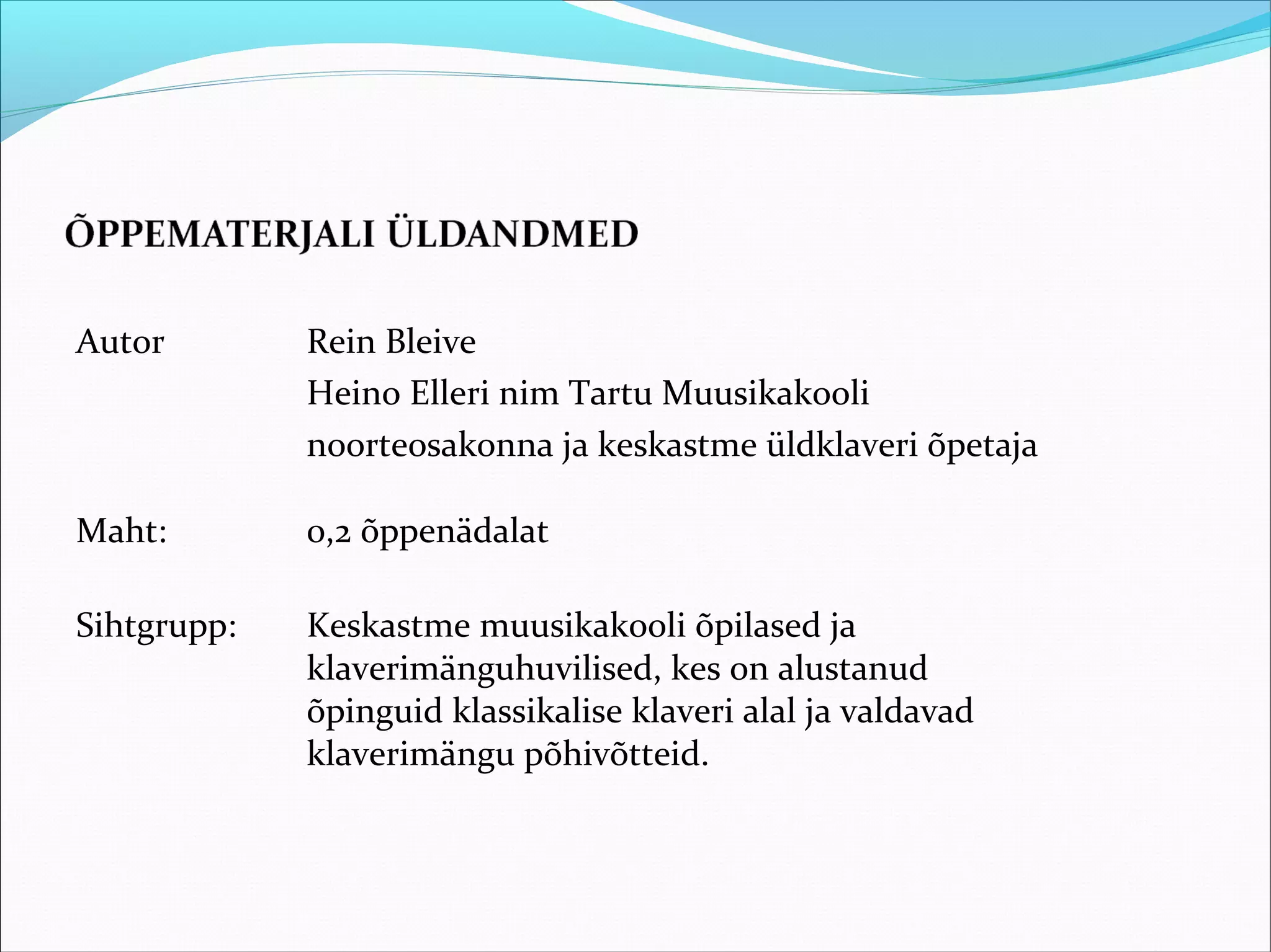Õppematerjalist "Rütmimuusika klahvpillipalade vormid" | PPT