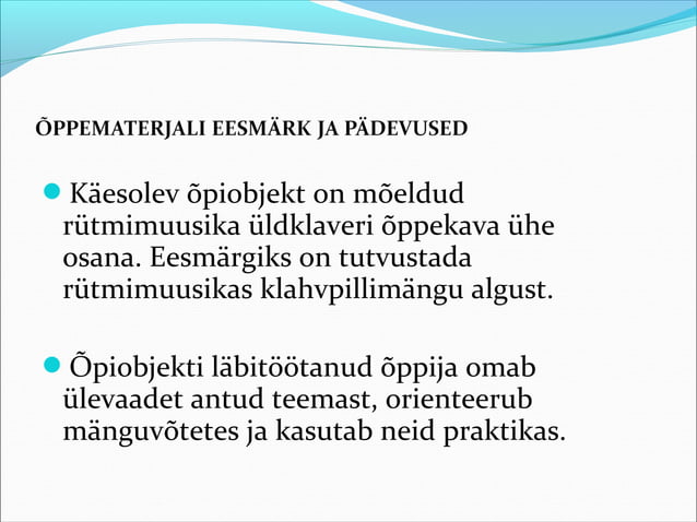 Õppematerjalist "Rütmimuusika klahvpillipalade vormid" | PPT