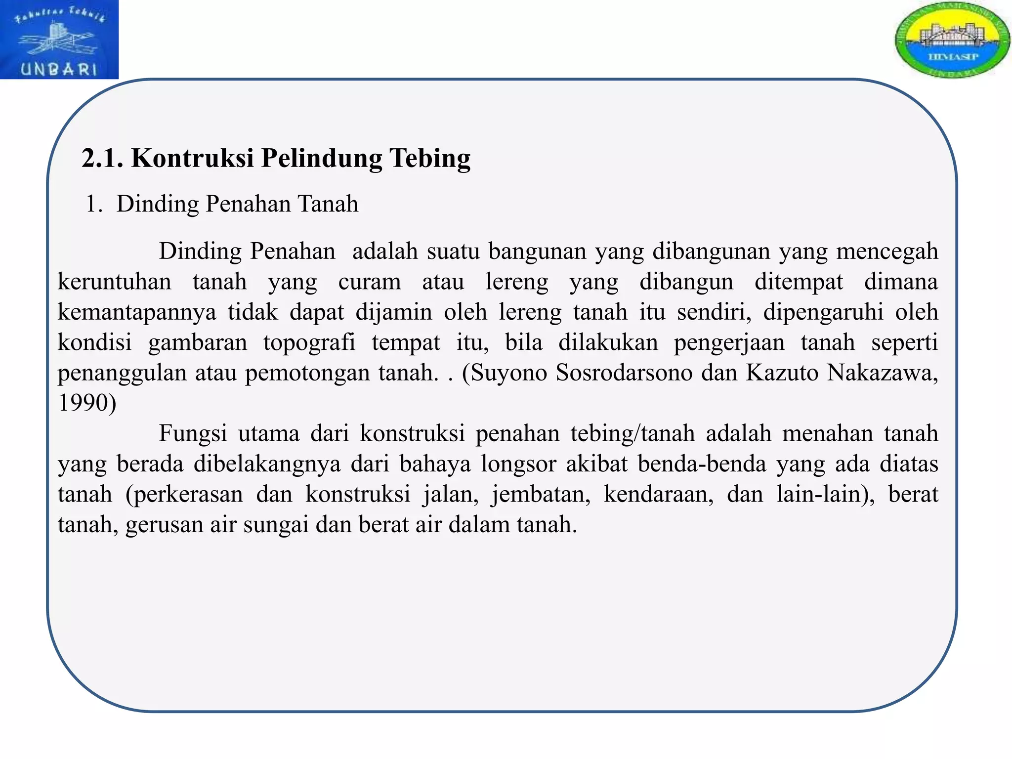 Pp evaluasi analisa retaining wall (dinding penahan tebing | PPTX
