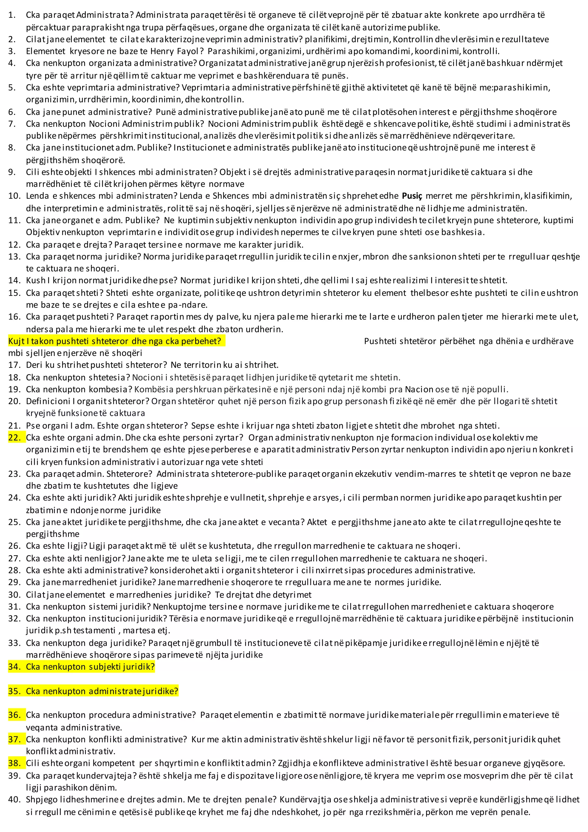 E Drejta Administrative 70 pytje 70 pergjegjje | DOCX