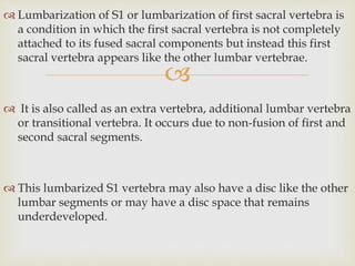 Pp for lumbarization and sacralization by Dr Dhruv Taneja Assistant ...