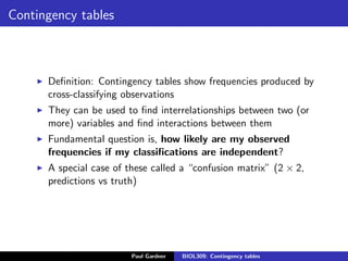 Contingency tables | PDF